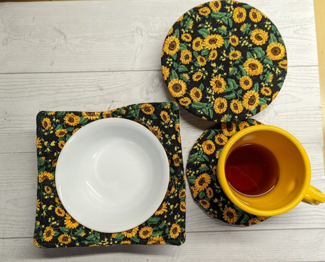 Bowl Cozy Bowl Cover and Mug Rug Sunflower Decor Bowl Cozy - Etsy