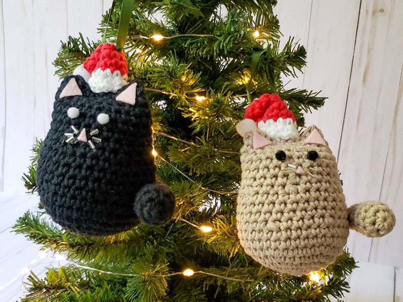 Christmas Kitties Kitty Cat Ornament Tree Santa Hat Black | Etsy