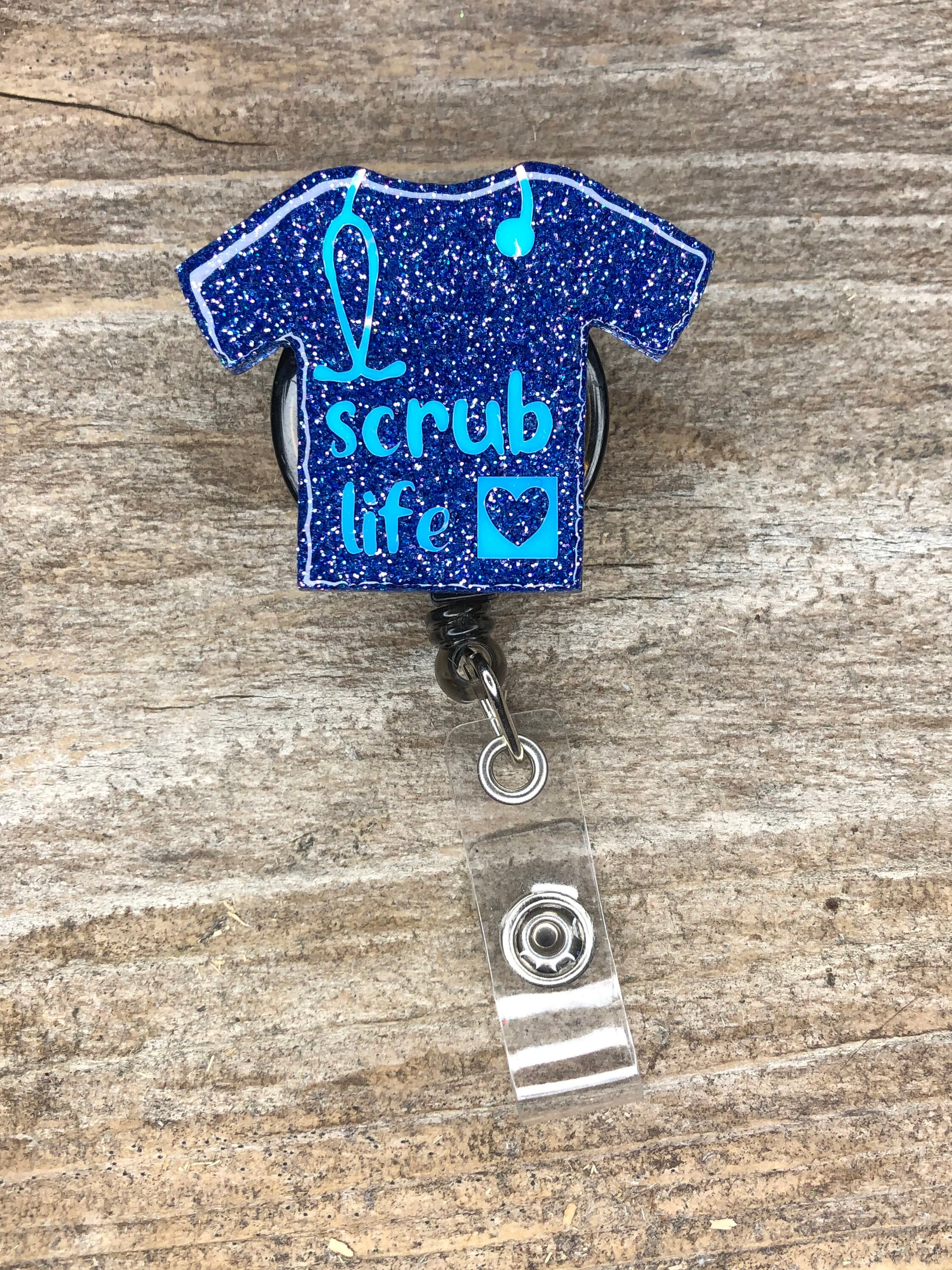 Scrub Top Badge Reel Glitter Badge Reel Topper PSW Badge - Etsy UK