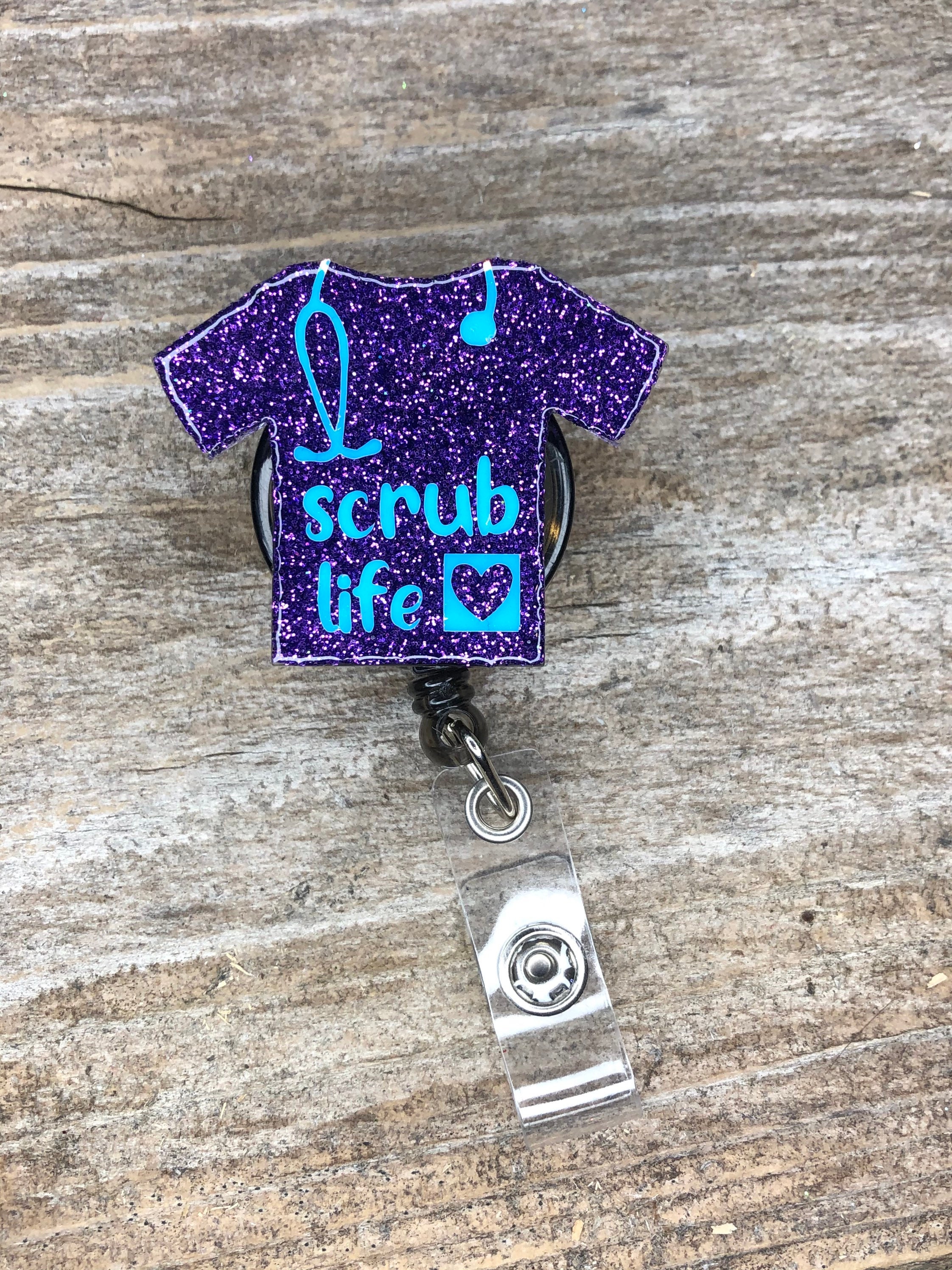 Scrub Top Badge Reel Glitter Badge Reel Topper PSW Badge - Etsy UK