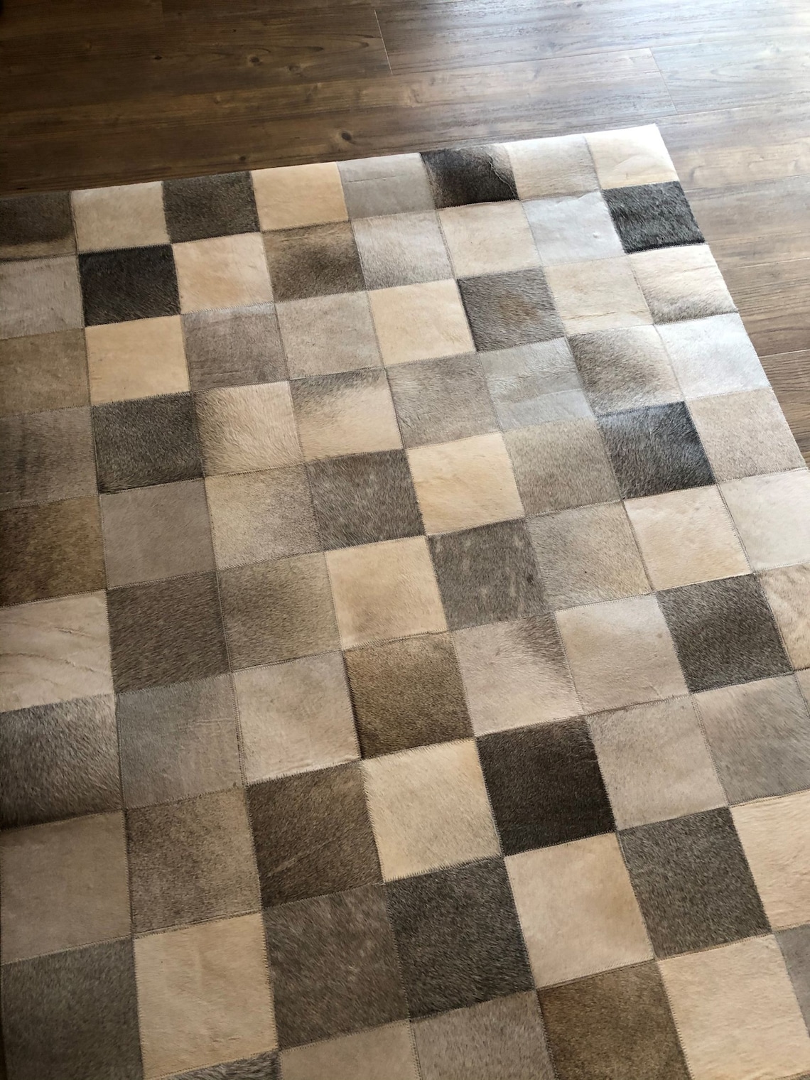 Grey : Hand Patched and Hand Stitched Cowhide Rug Squares - Etsy