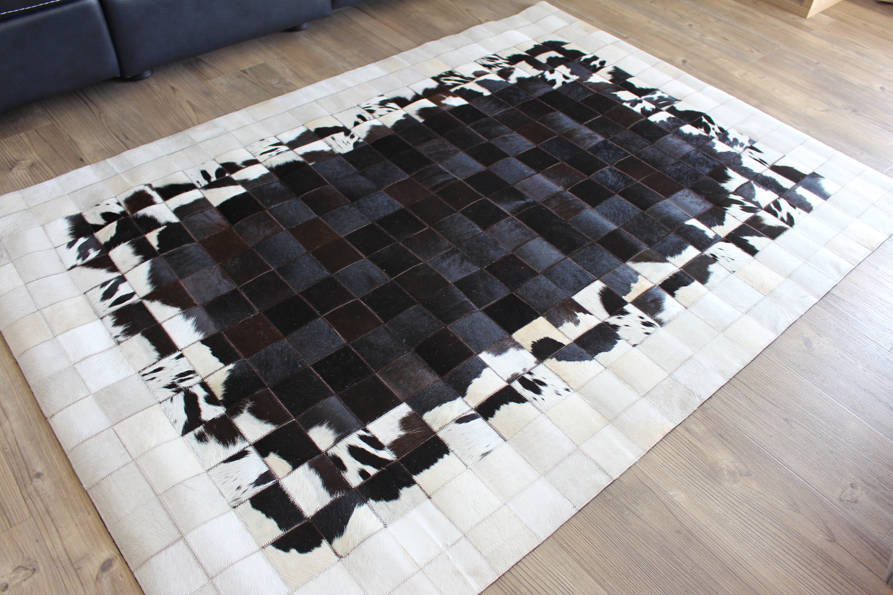 Cola, Ivory & Beige : Hand Patched and Hand Stitched Cowhide Rug ...
