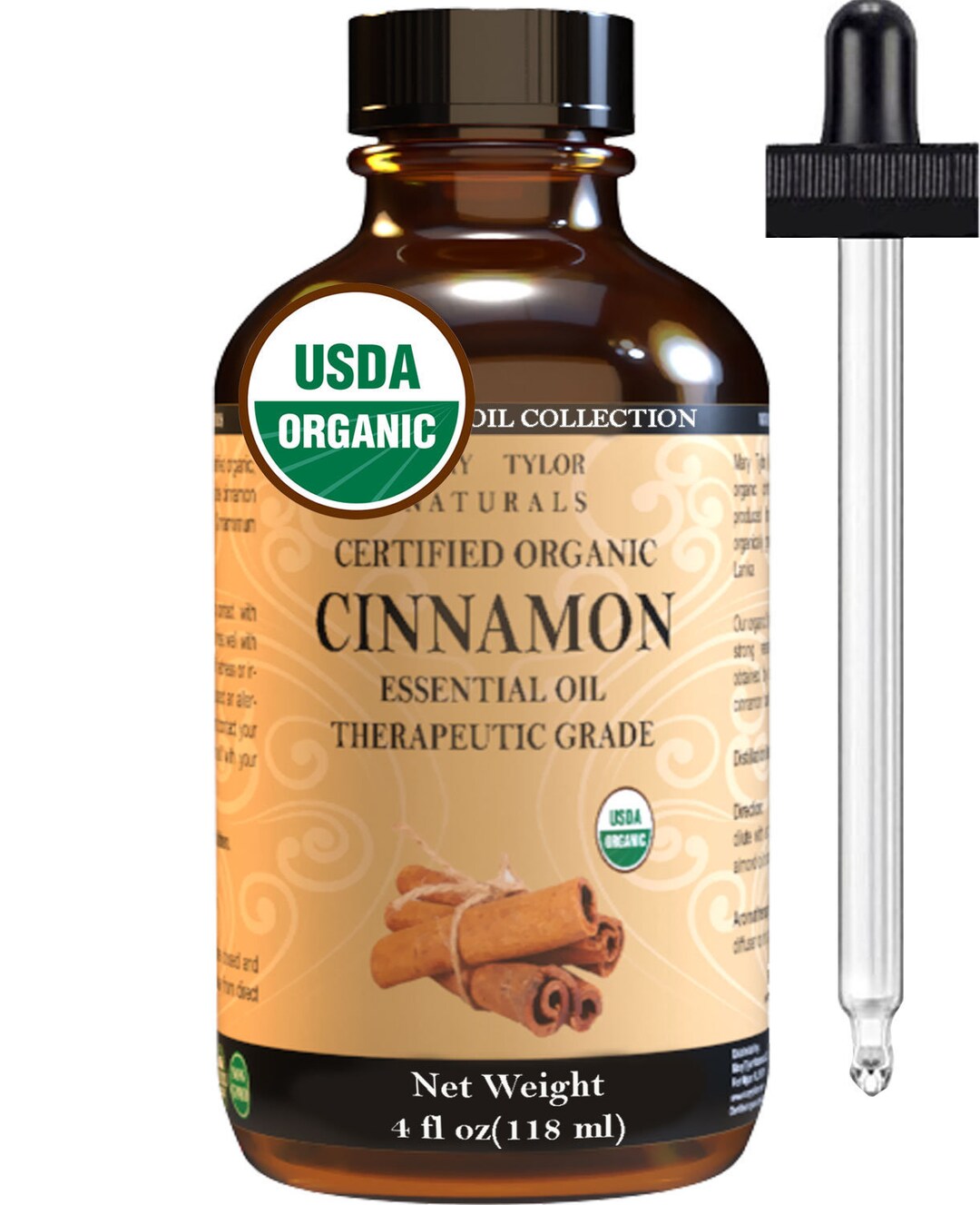 Organic Cinnamon Essential Oil 4 Oz USDA Certified, Perfect for ...