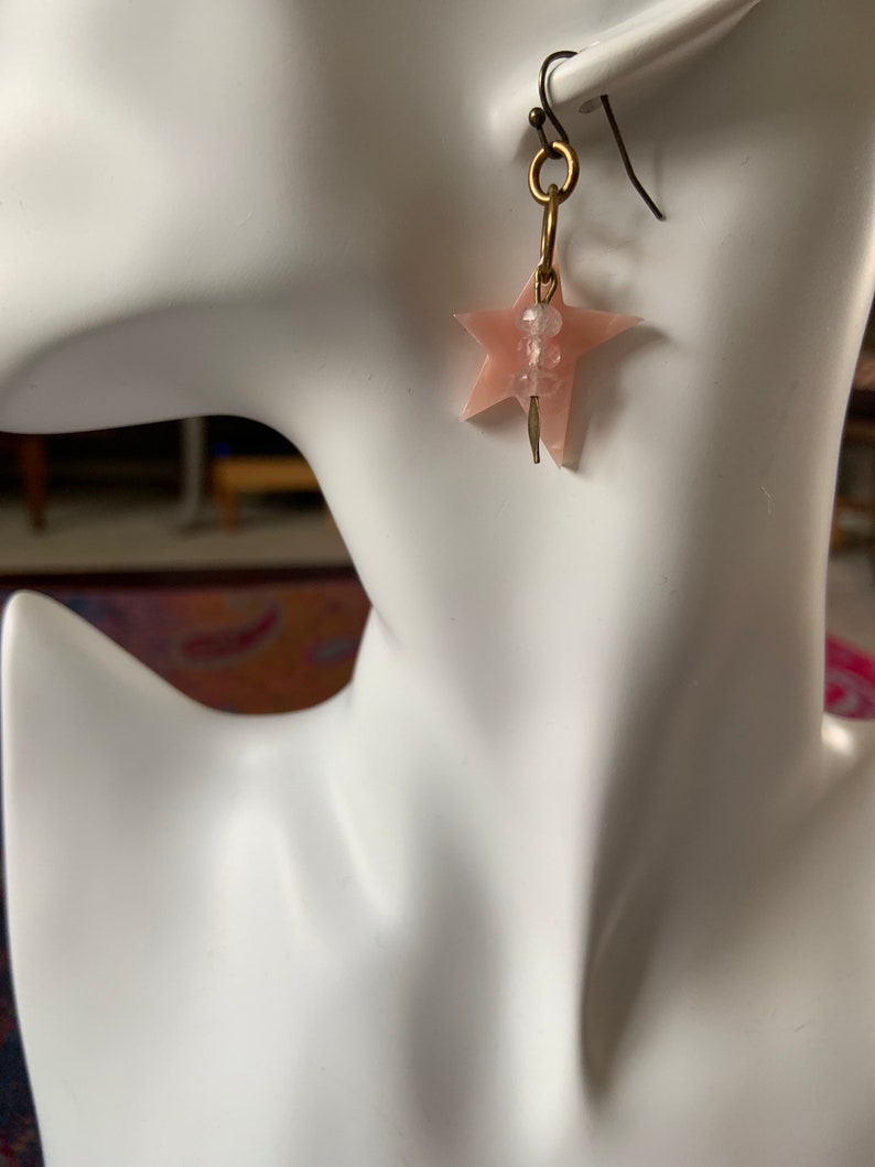 Pink Acrylic "shooting Star" Dangle Earrings - Etsy
