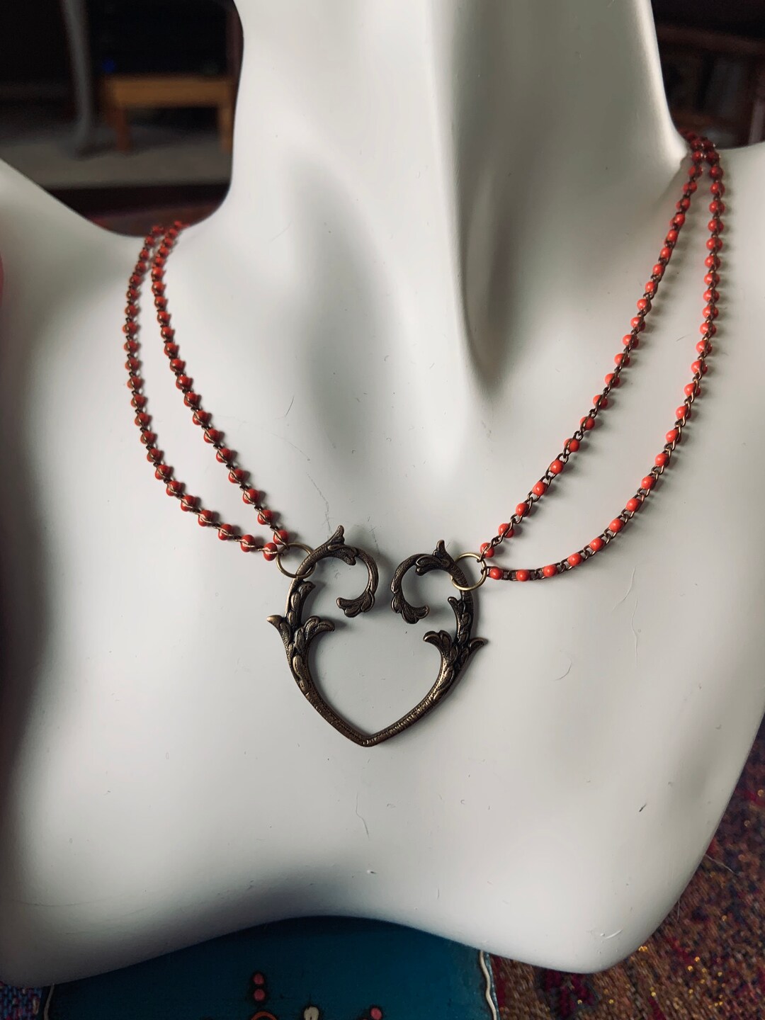 Victorian Style Heart Valentine Necklace - Etsy