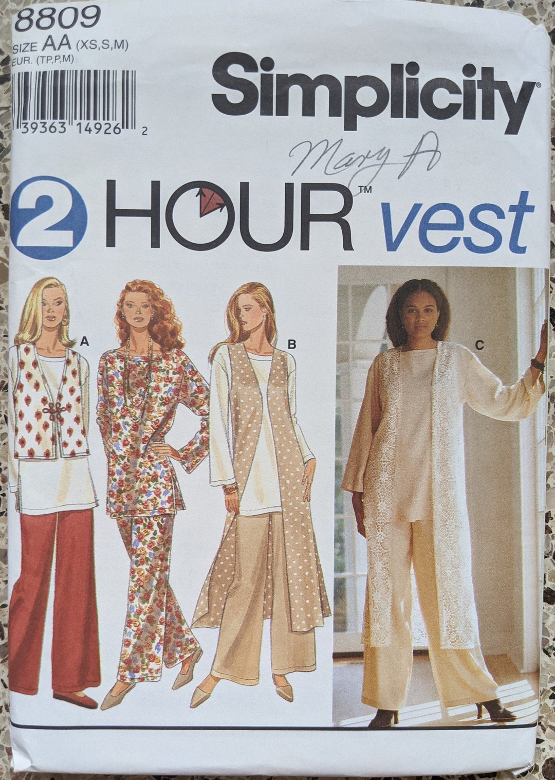 Simplicity 8809 Uncut Sewing Pattern Vintage, Vest, Elastic Pants ...