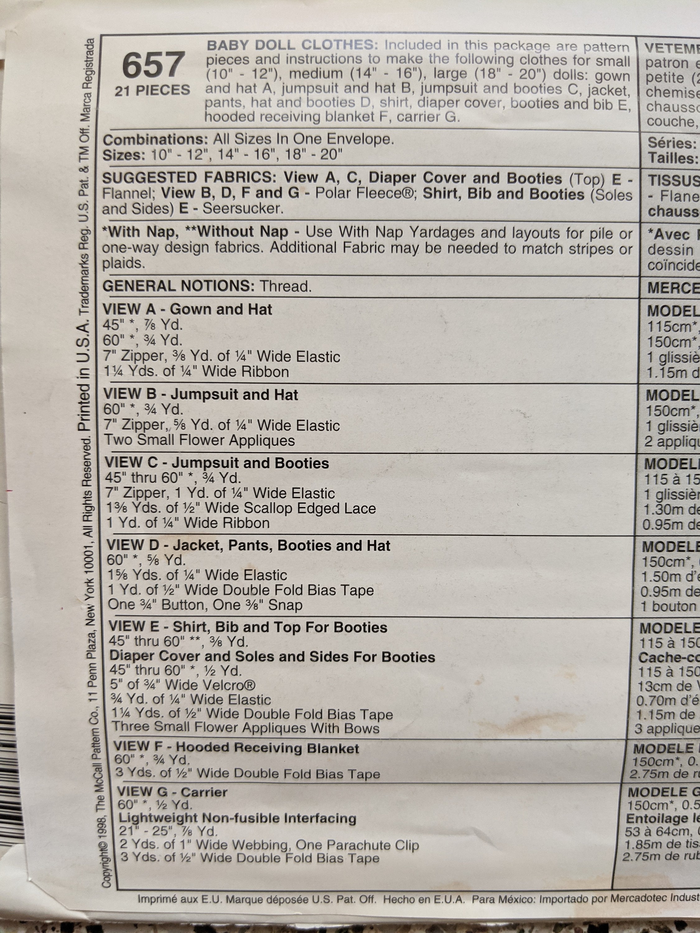 Mccall's Crafts 8060 Sewing Pattern Uncut Vintage Doll - Etsy