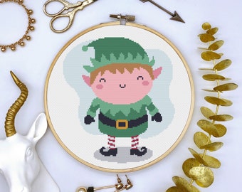 Elf Cross Stitch Pattern Elf Cross Stitch Christmas Cross - Etsy
