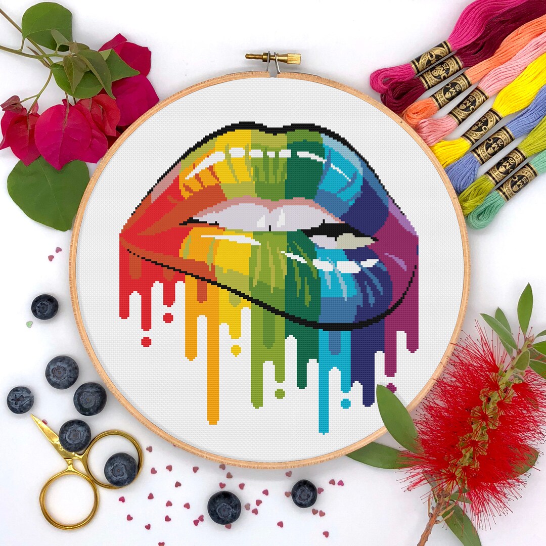 Rainbow Lips Cross Stitch PDF Pattern Feminist Pride Digital Cross ...