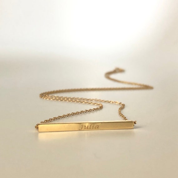 Gold Bar Necklace Custom Bar Necklace Personalized Bar - Etsy