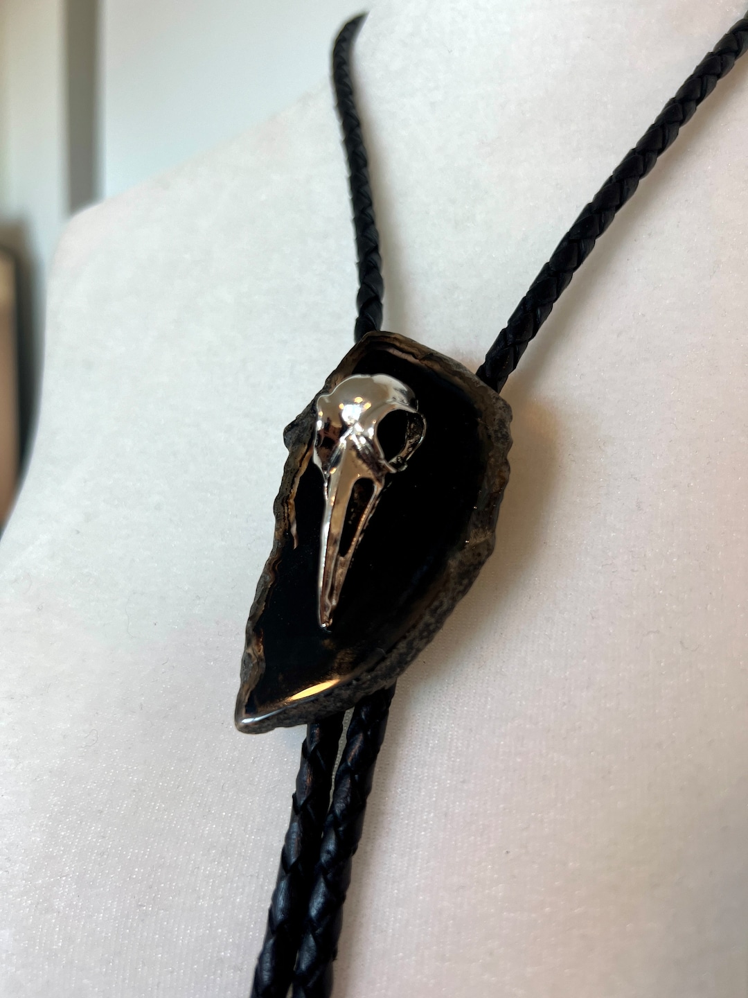 Raven Skull Bolo Tie Gothic Style Black Geode Unique Western Fashion - Etsy
