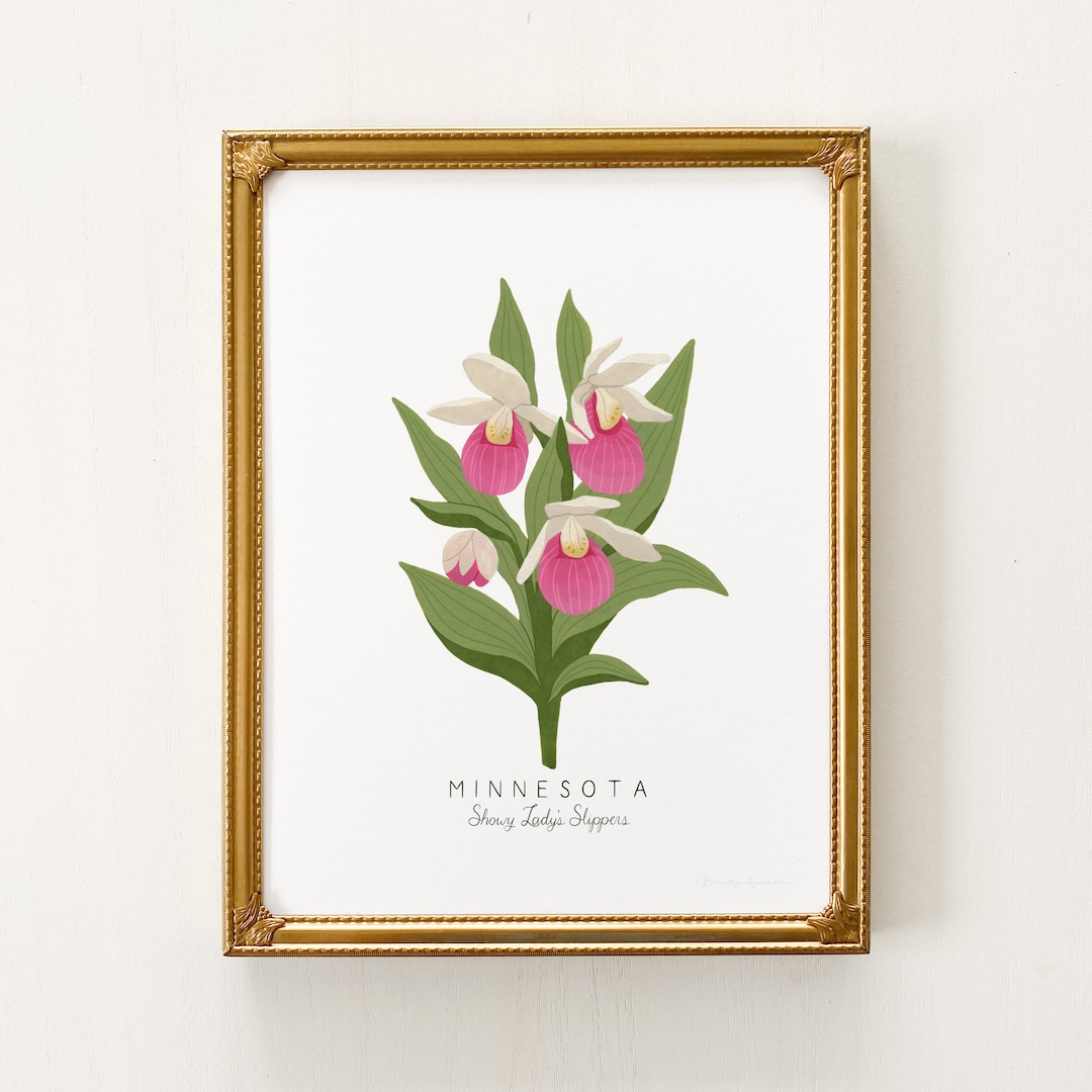 Minnesota State Flower Print | CUSTOMIZABLE | Showy Lady’s Slippers Art ...