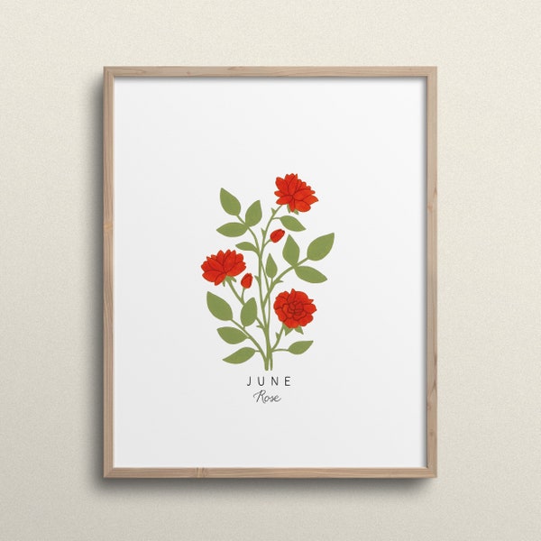 June Birth Flower Print - Etsy