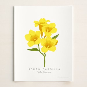 South Carolina State Flower Print | CUSTOMIZABLE | Yellow Jessamine ...