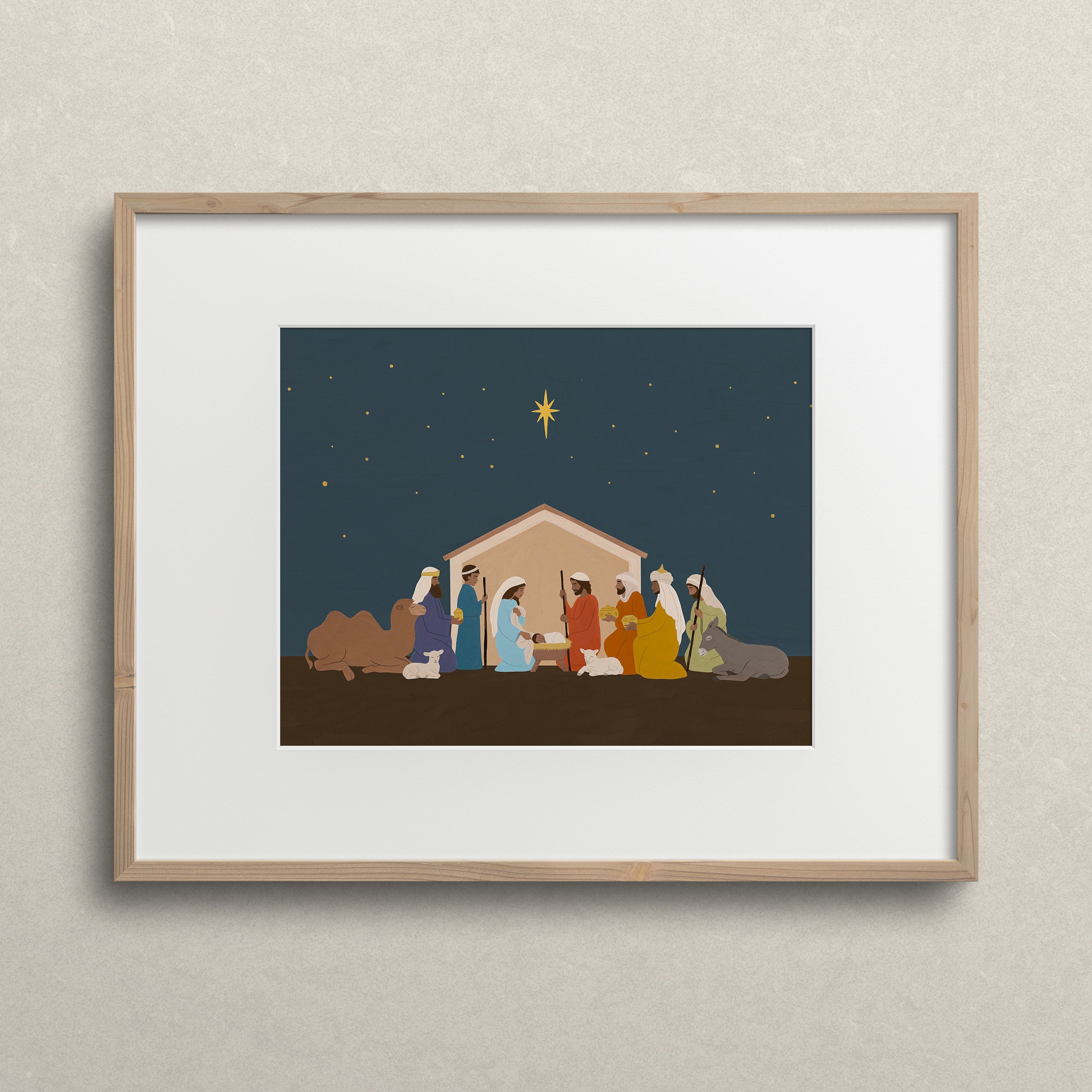 Folk Nativity Art Print Colorful Christmas Decor Christmas | Etsy