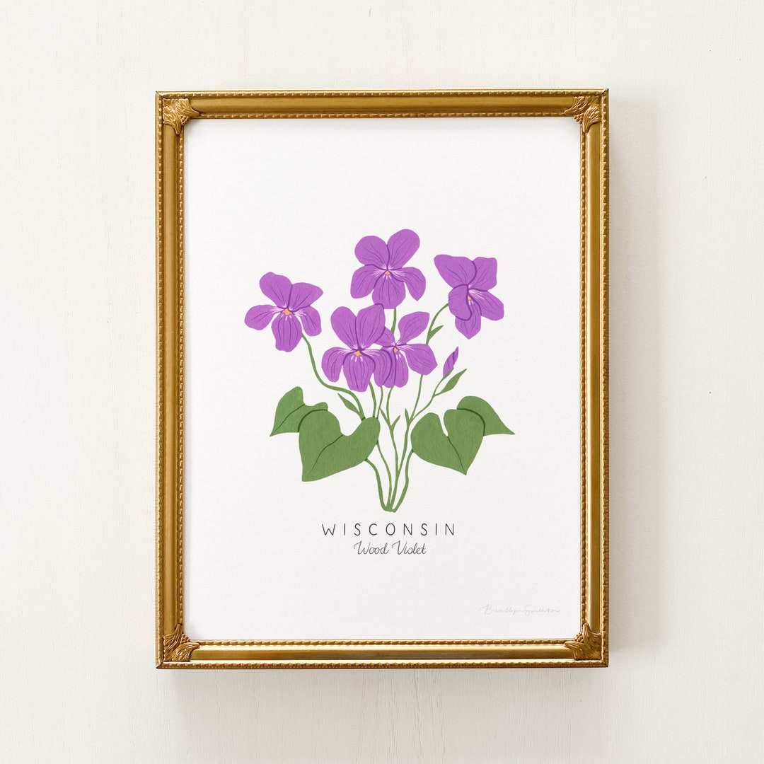 Wisconsin State Flower Print | CUSTOMIZABLE | Wisconsin Wood Violet ...