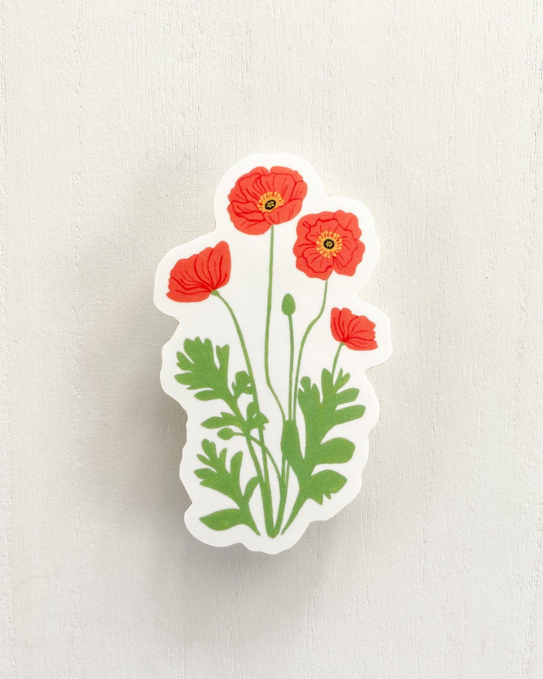 August Birth Flower Sticker, August Birth Month Flower, Poppy Sticker ...