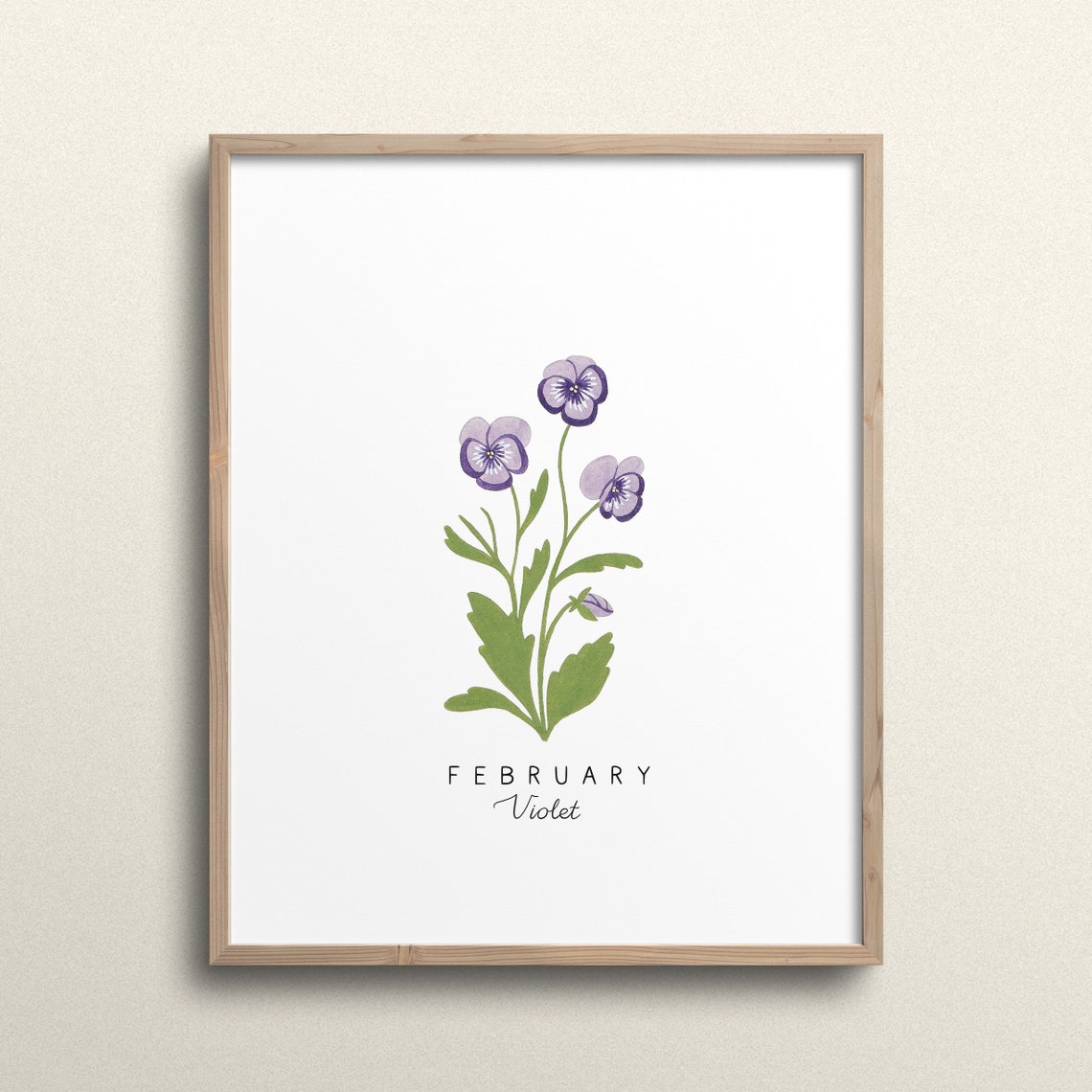 February Birth Flower Print Violet Birth Month Flower Violet | Etsy