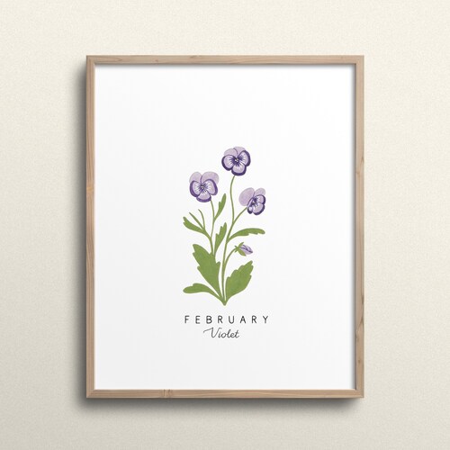 February Birth Flower Print Violet Birth Month Flower Violet - Etsy