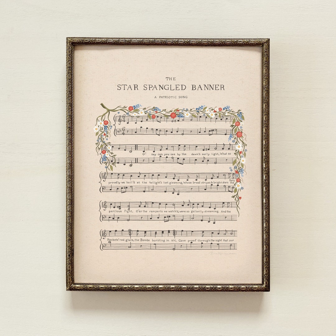 The Star Spangled Banner Print | National Anthem, Sheet Music Art ...