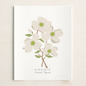 Virginia State Flower Print | CUSTOMIZABLE | Flowering Dogwood Print ...