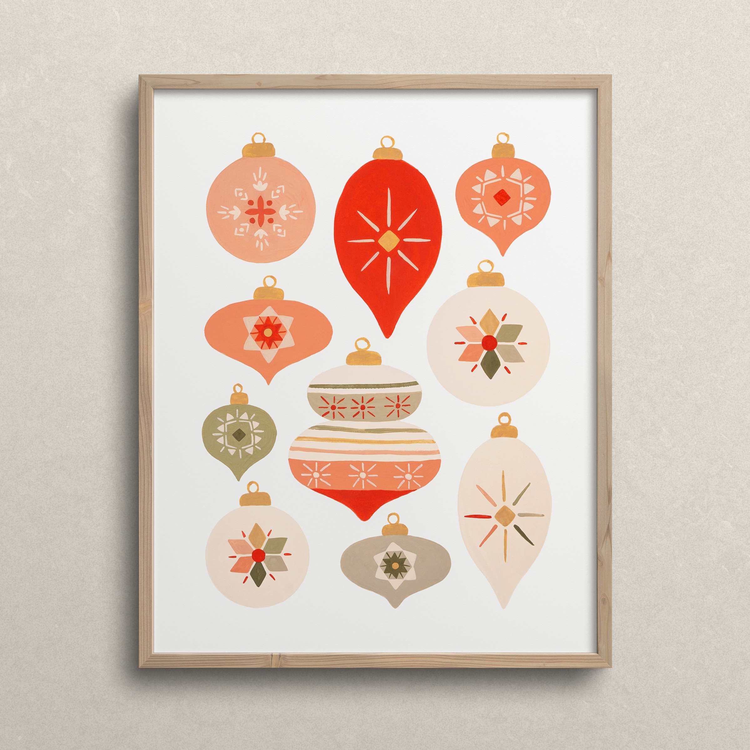 Colorful Christmas Ornaments Art Print Colorful Christmas - Etsy