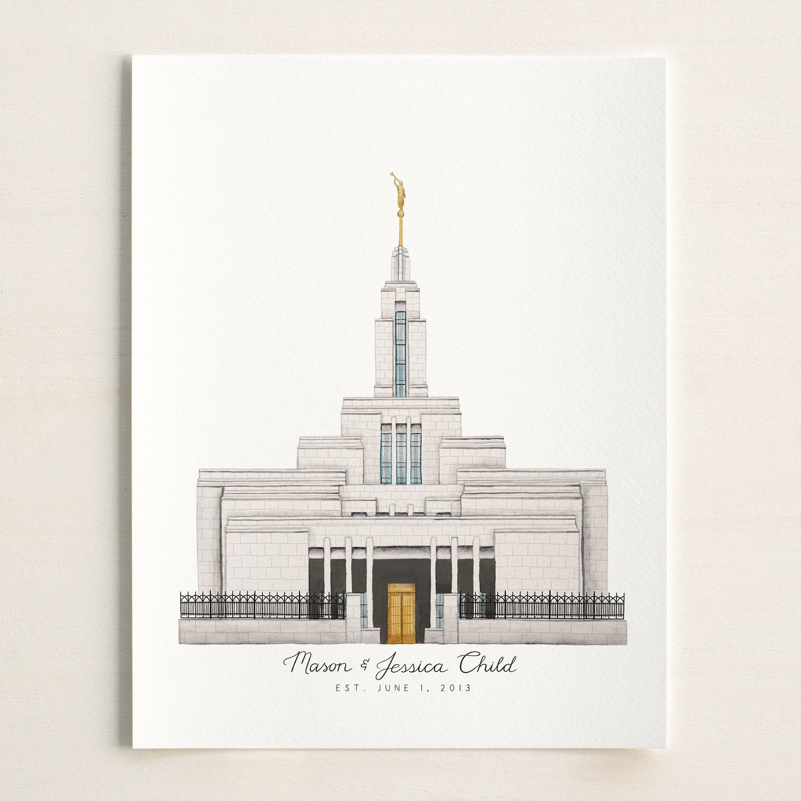 Draper Temple Watercolor Print Draper Temple Draper | Etsy