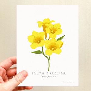 South Carolina State Flower Print | CUSTOMIZABLE | Yellow Jessamine ...