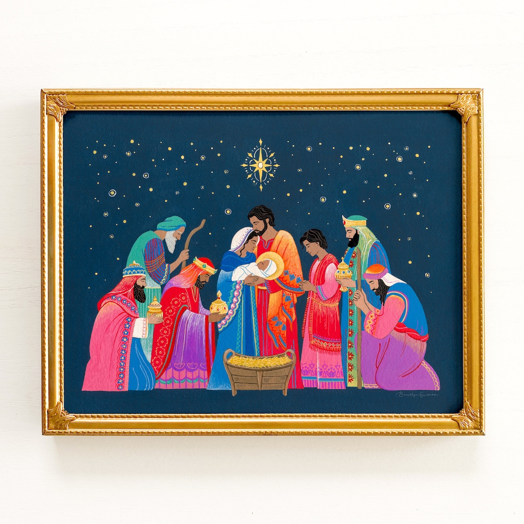 All is Bright | Nativity Art Print, Colorful Christmas Decor, Christmas ...