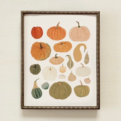 Pumpkin Printable Wall Art Fall Decor Digital Print Neutral | Etsy