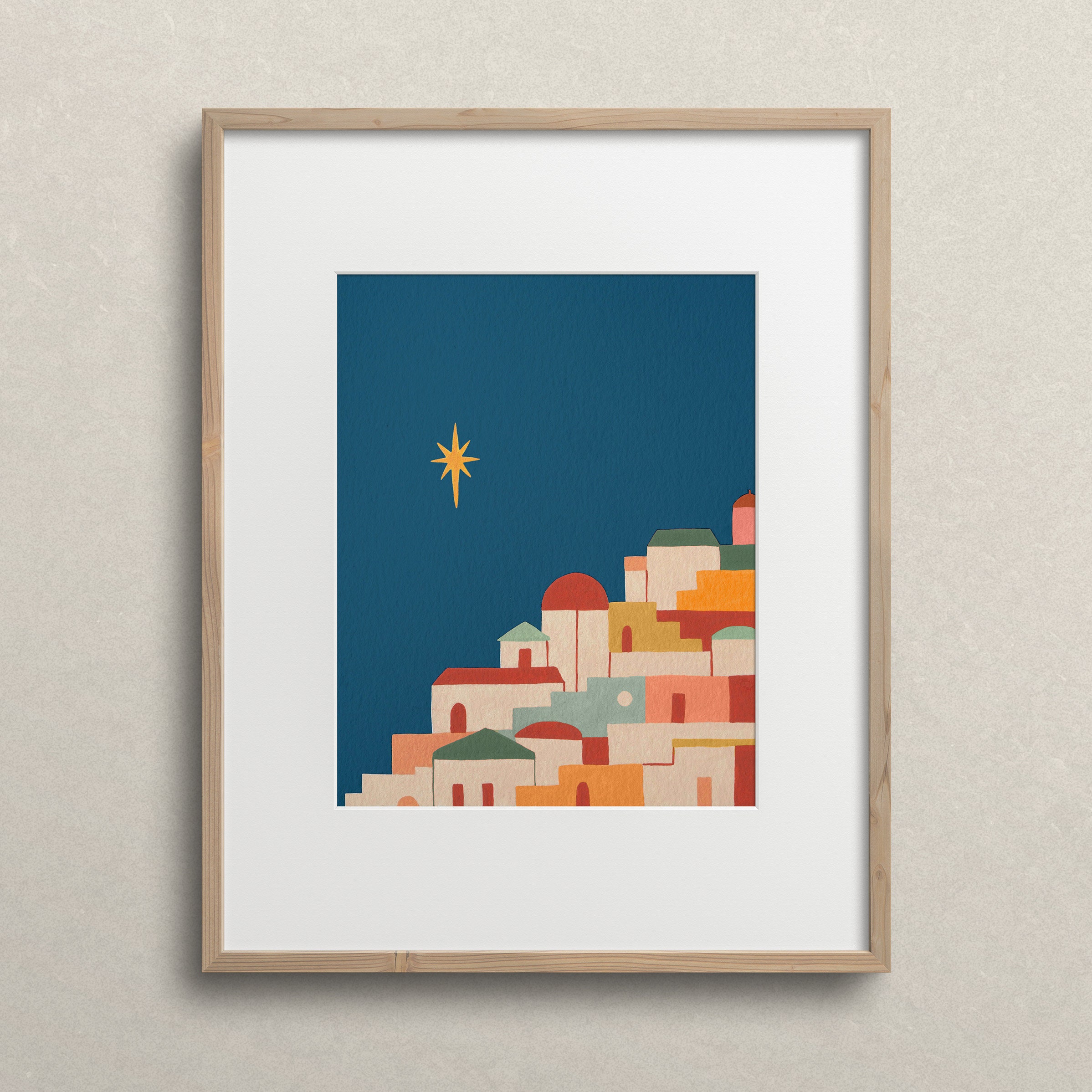 Town of Bethlehem Art Print Colorful Holiday Decor Modern | Etsy