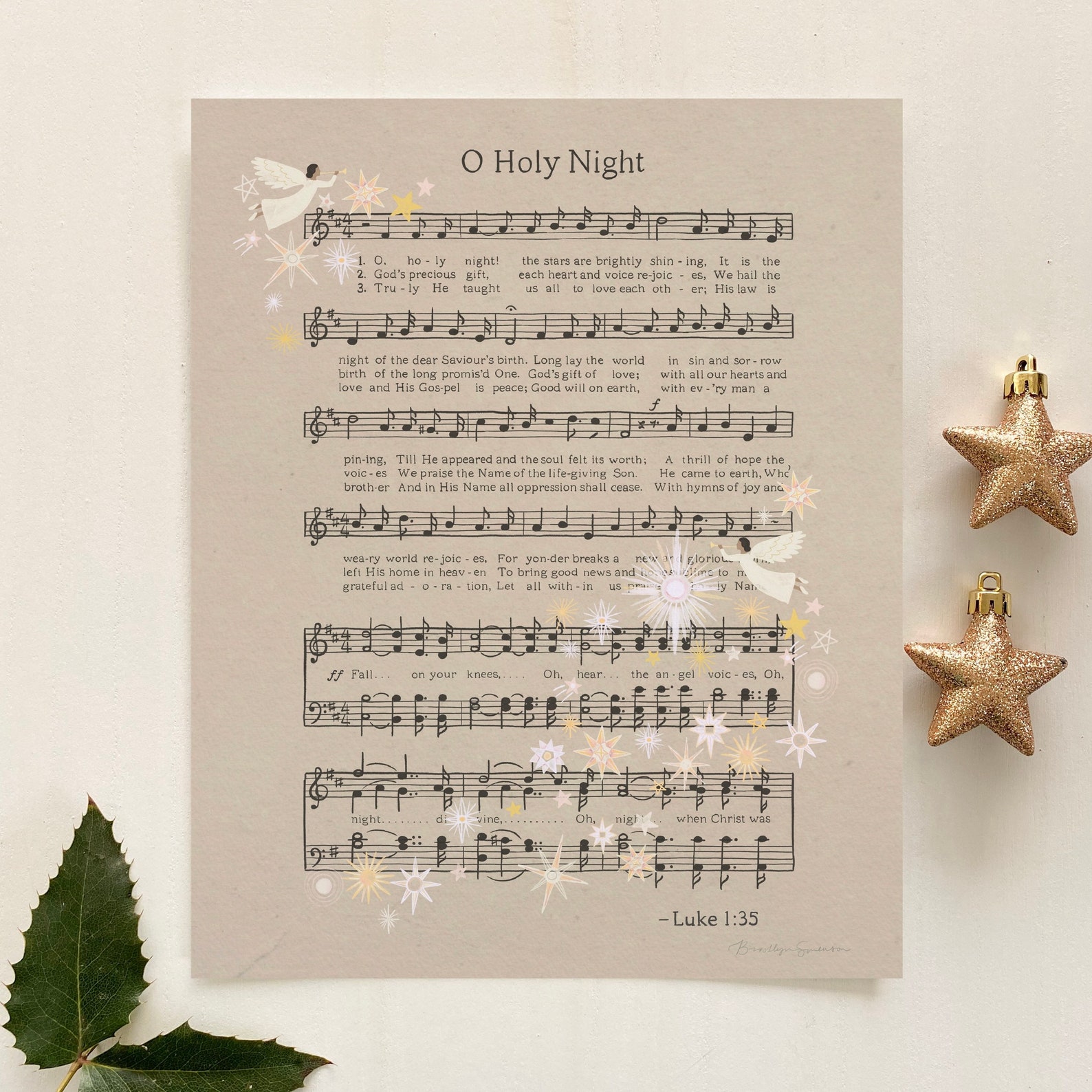 O Holy Night Art Print Christmas Music Colorful Christmas - Etsy