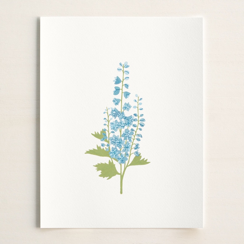 July Birth Flower Print, July Birth Month Flower, Larkspur Flower ...