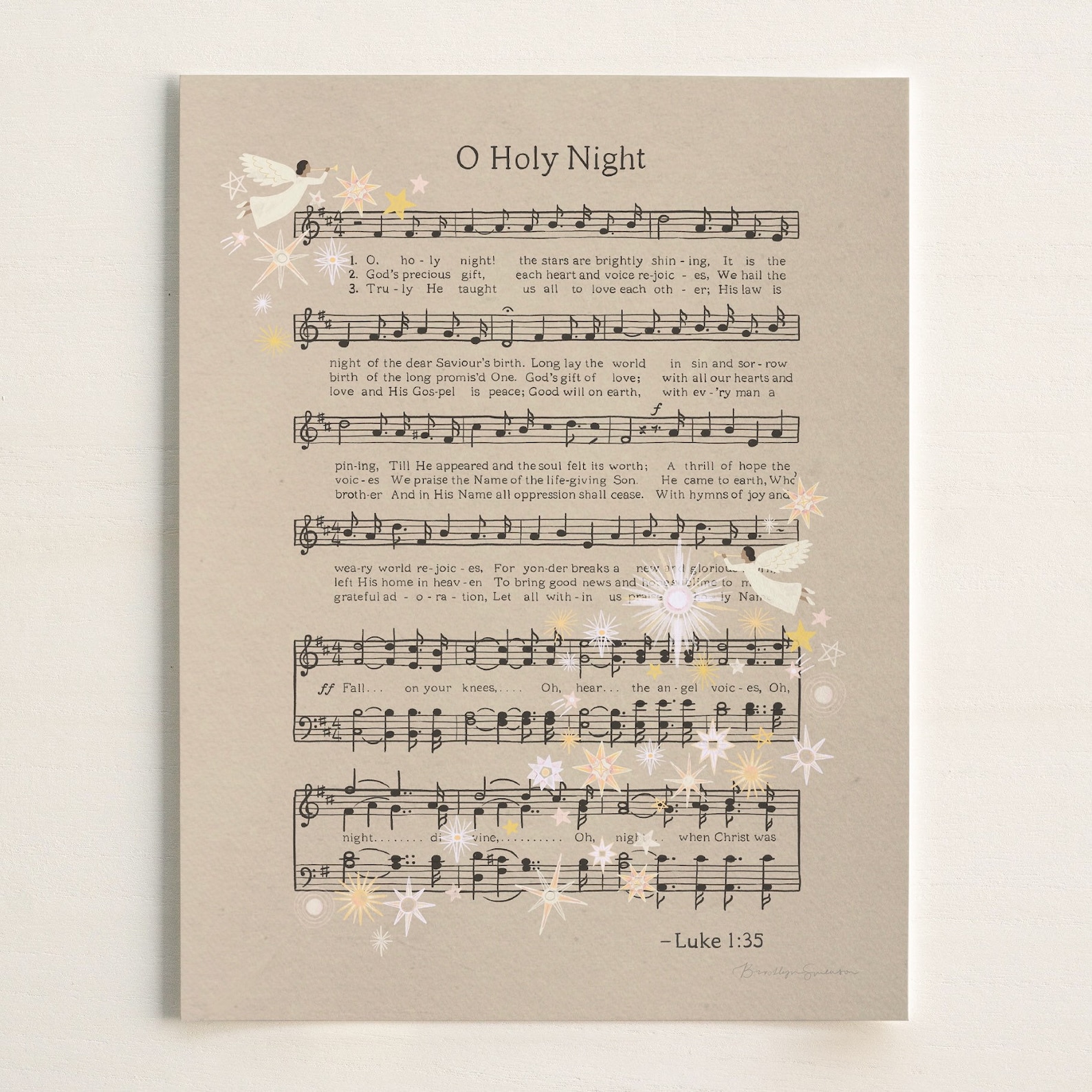 O Holy Night Art Print Christmas Music Colorful Christmas - Etsy