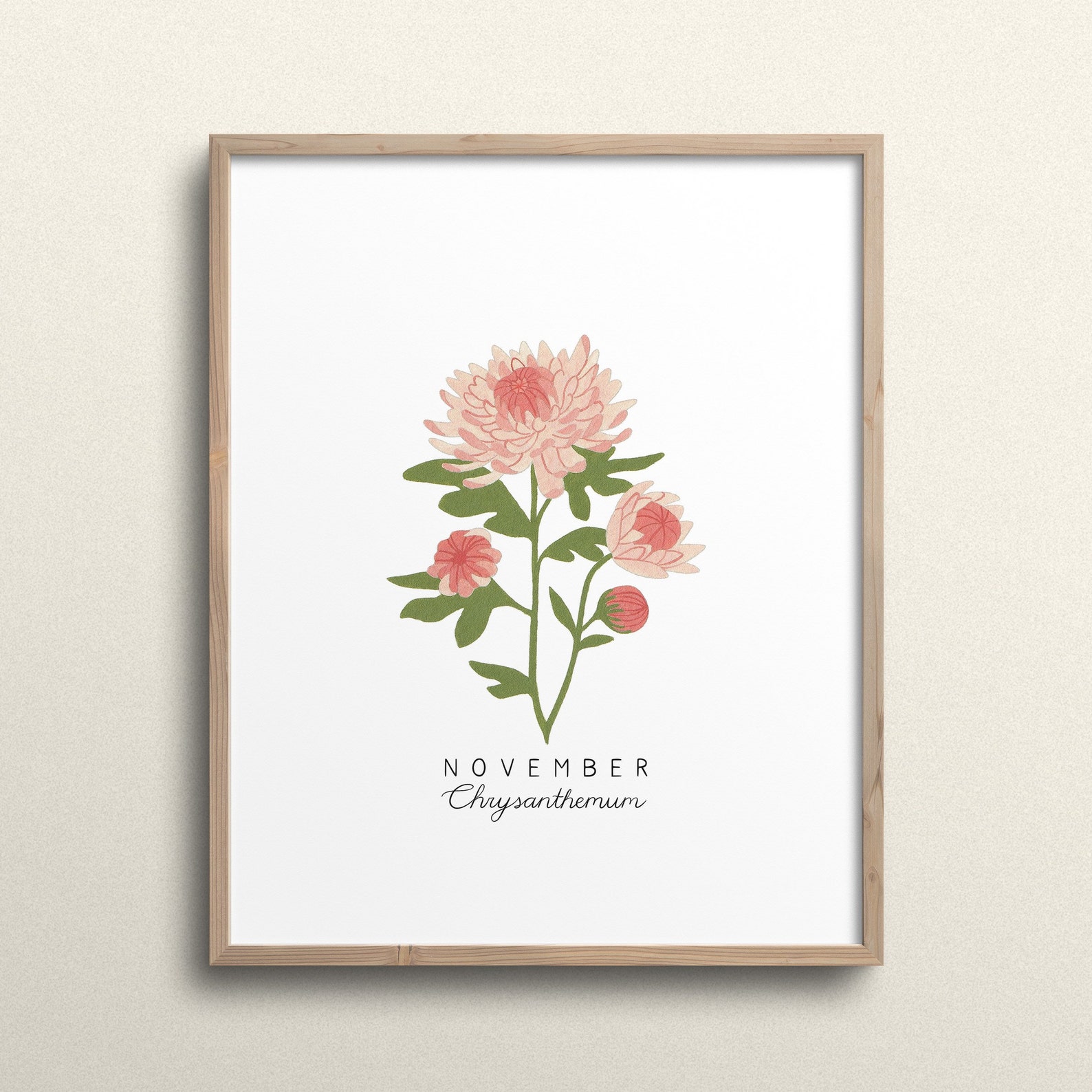 November Birth Flower Print, November Birth Month Flower, Mums Flower ...