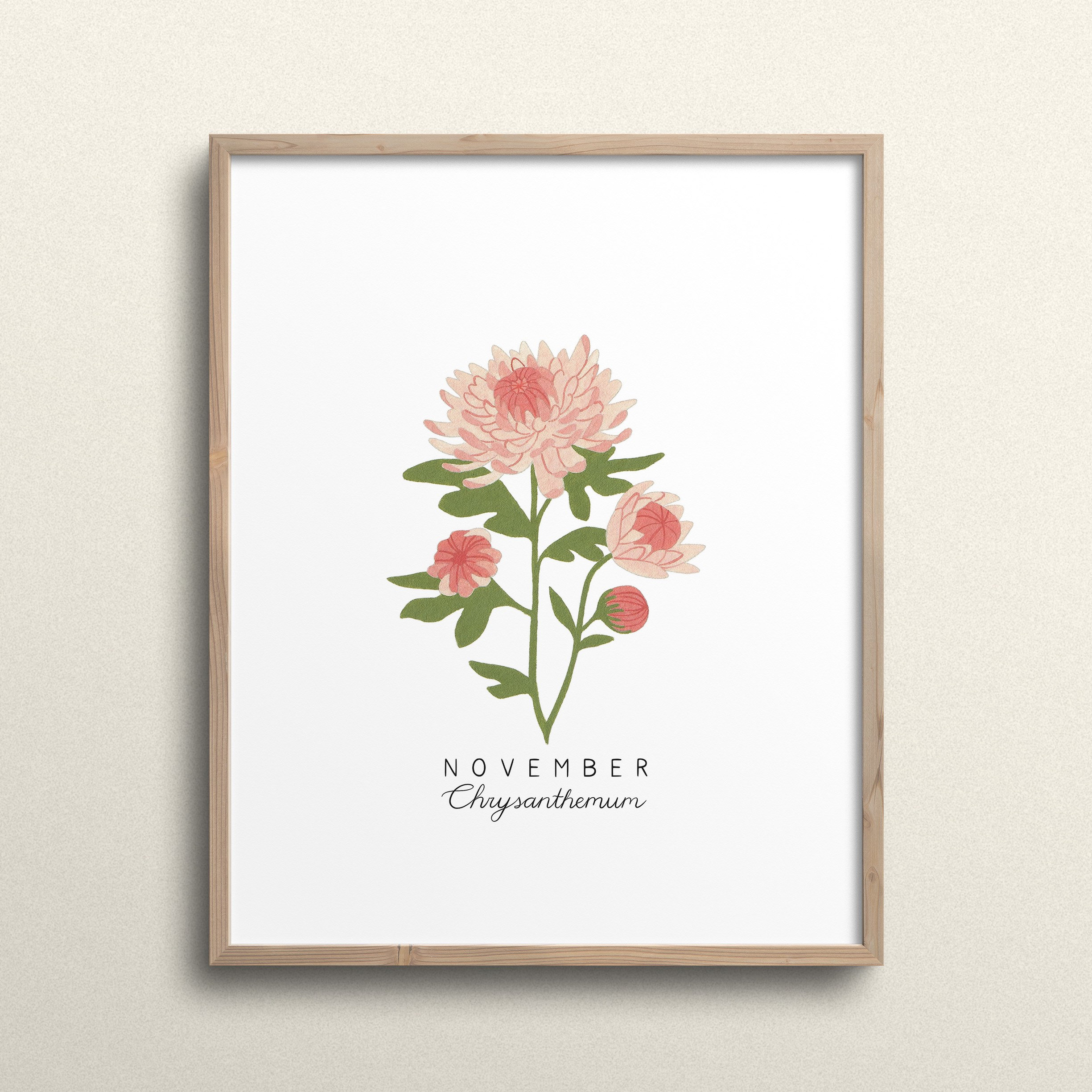 November Birth Flower Print, November Birth Month Flower, Mums Flower ...