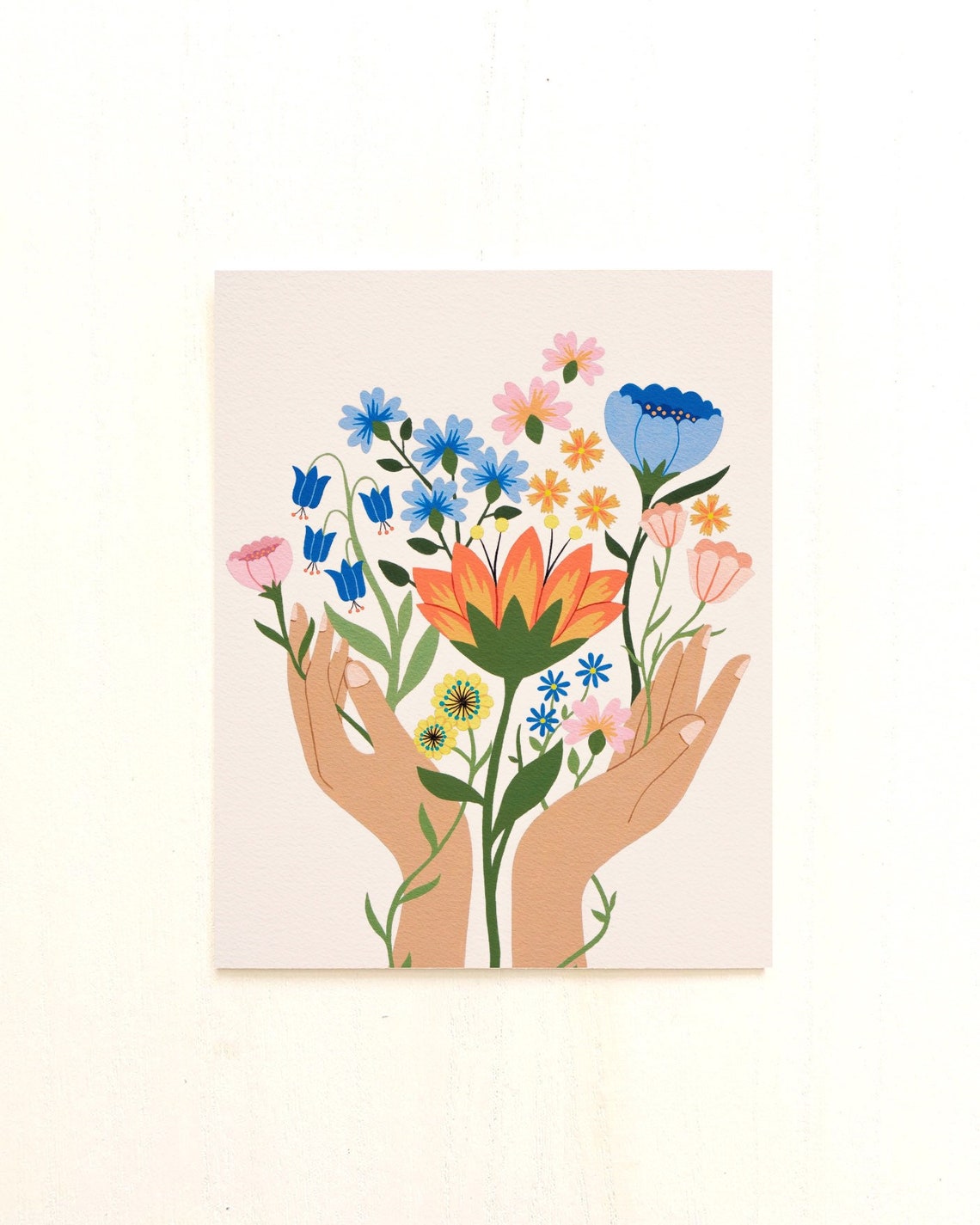 Folk Flowers Folk Art Flowers Floral Hands Folk Art - Etsy