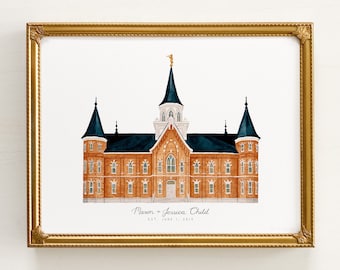 Provo City Center Temple Painting Watercolor Floral Print - Etsy