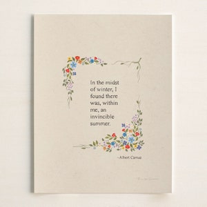 Invincible Summer Albert Camus | Albert Camus Art Print, Poem Art Print ...