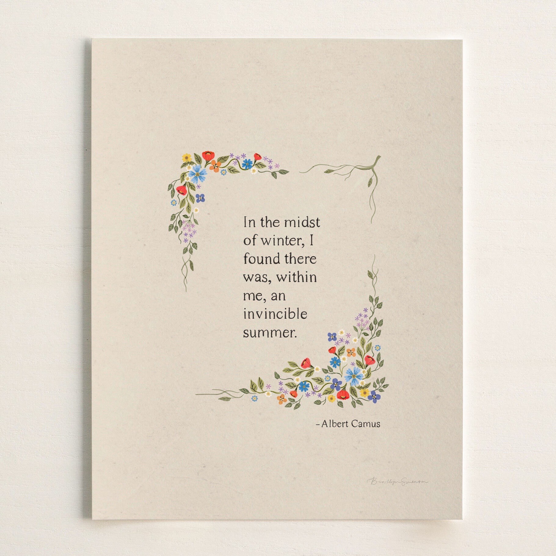Invincible Summer Albert Camus | Albert Camus Art Print, Poem Art Print ...