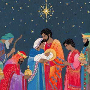 All is Bright | Nativity Art Print, Colorful Christmas Decor, Christmas ...