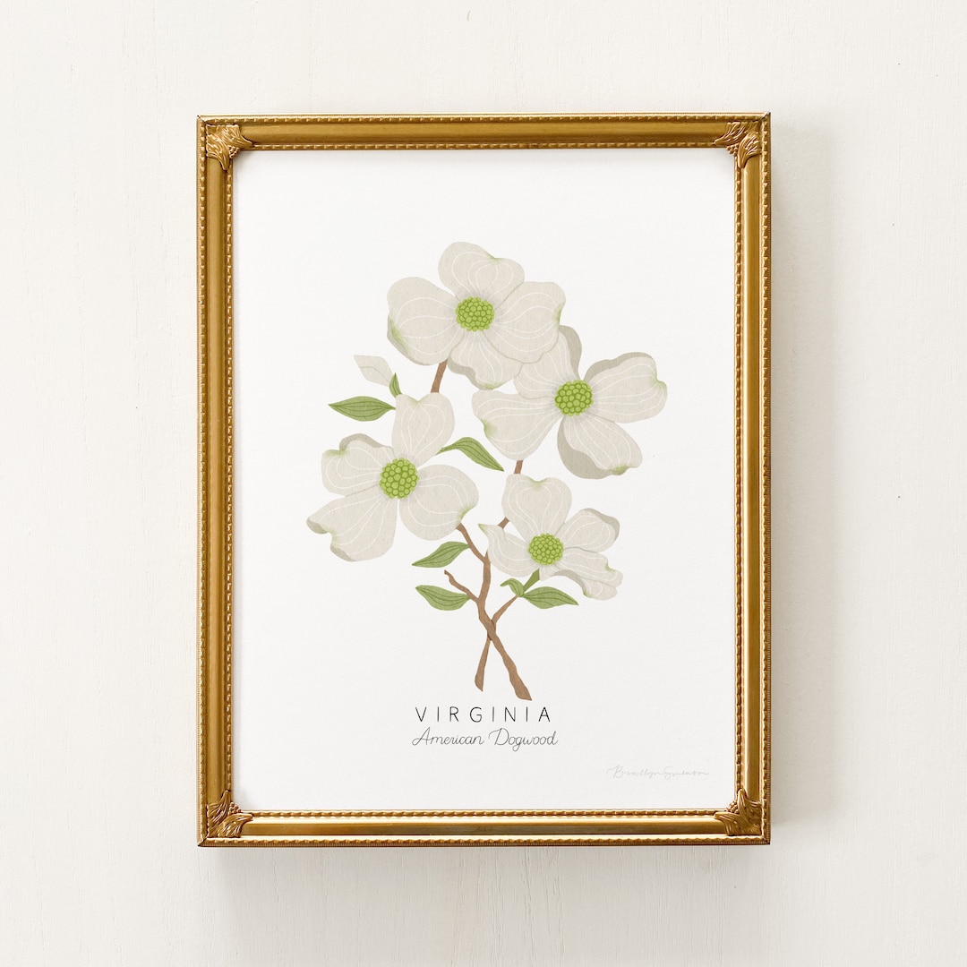 Virginia State Flower Print | CUSTOMIZABLE | Flowering Dogwood Print ...