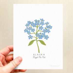 Alaska State Flower Print | CUSTOMIZABLE | Alaska Art Print, Forget Me ...