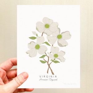 Virginia State Flower Print | CUSTOMIZABLE | Flowering Dogwood Print ...