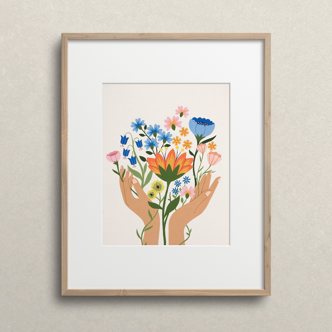 Folk Flowers Folk Art Flowers Floral Hands Folk Art - Etsy