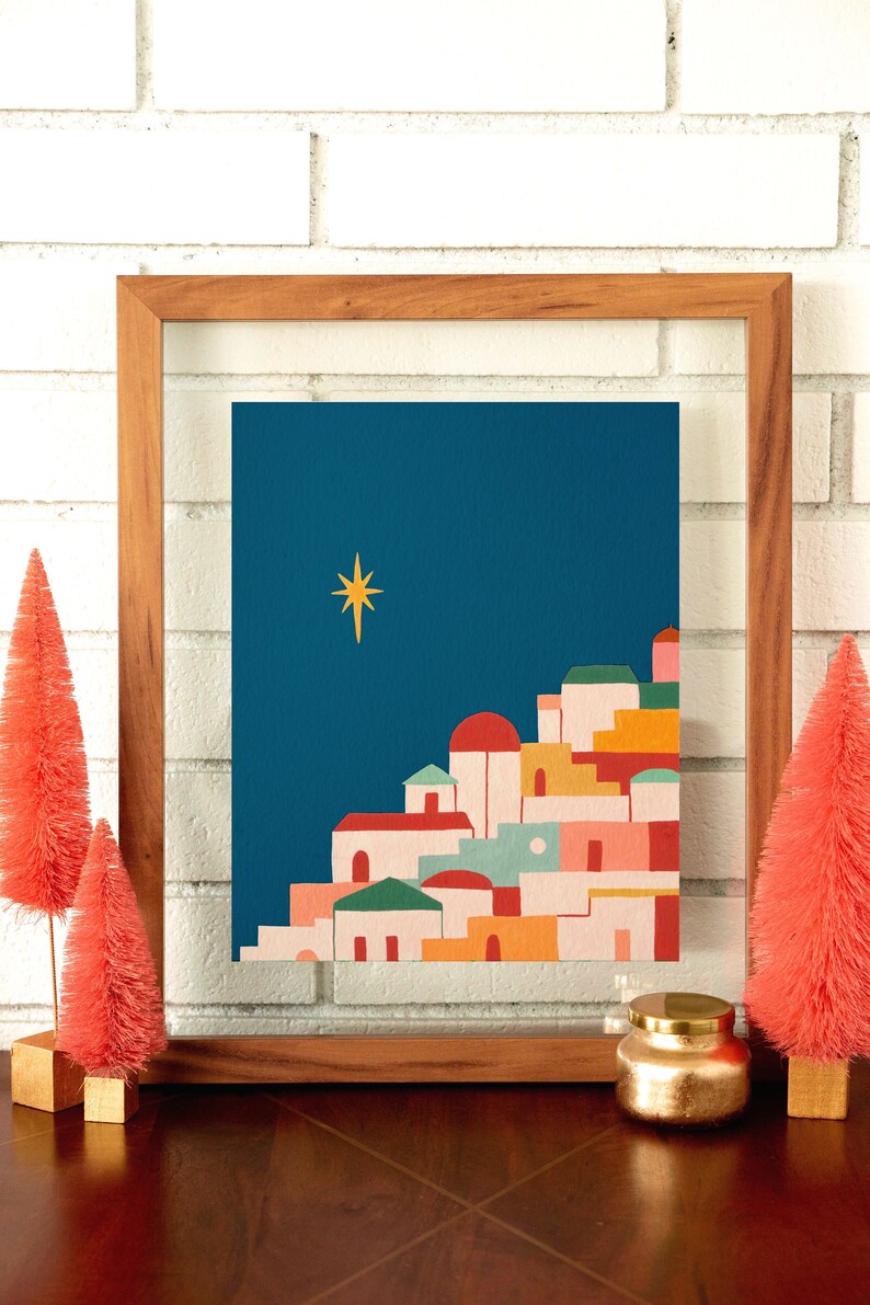 Town of Bethlehem Art Print Colorful Holiday Decor Modern - Etsy