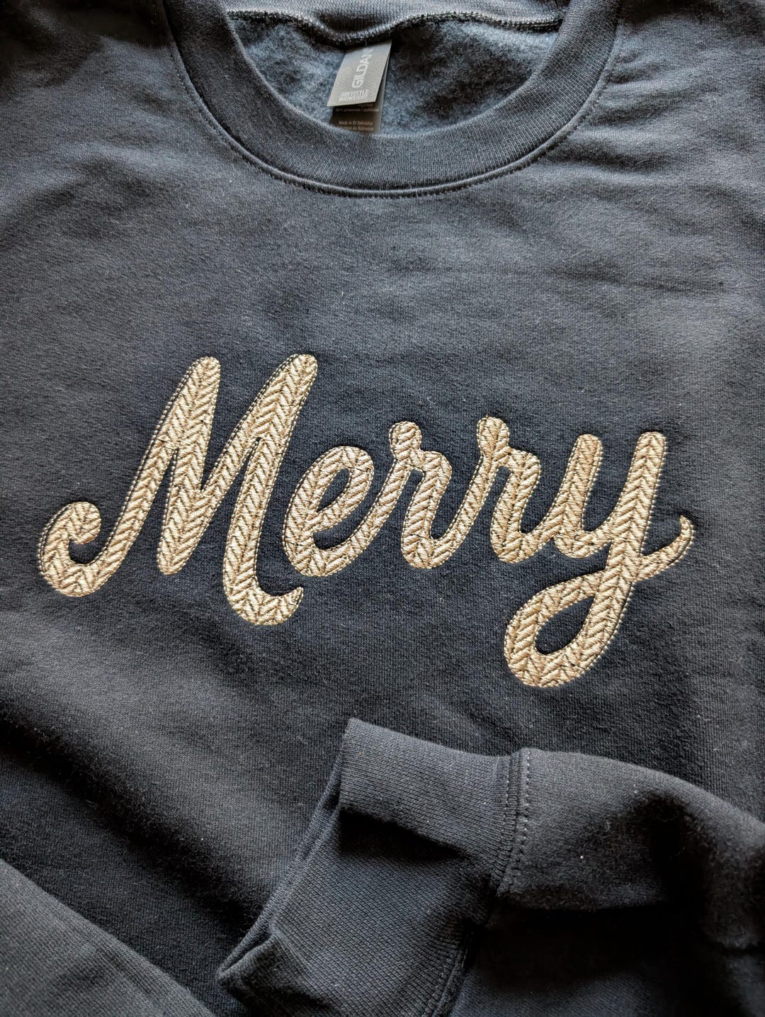 Gold Embroidered Merry Christmas Sweatshirt • Holiday Crewneck - Etsy