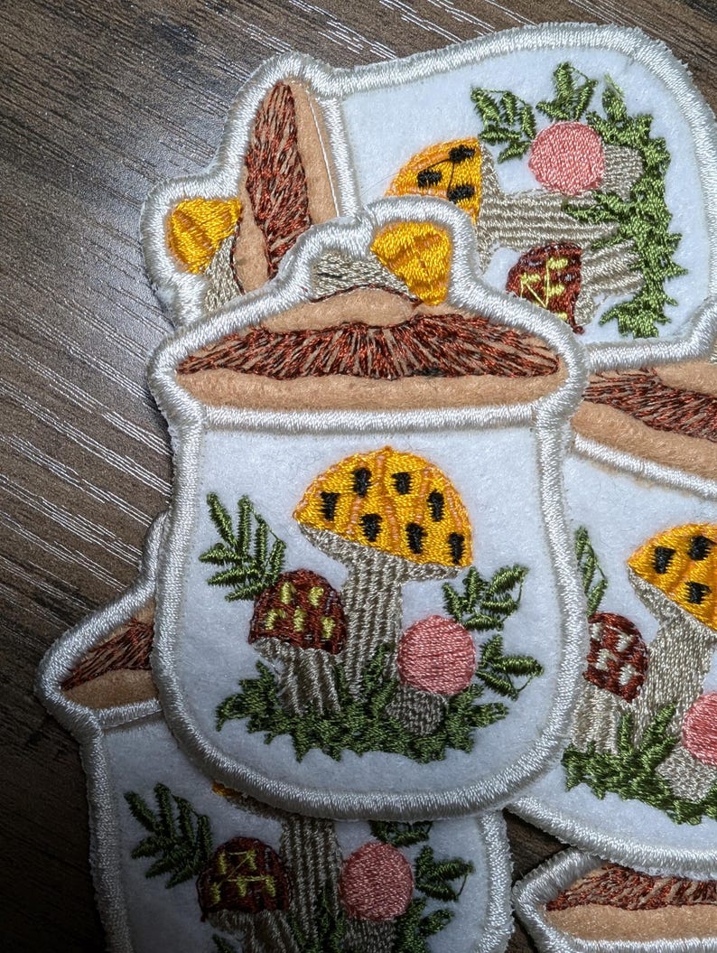 Embroidered Merry Mushroom Canisters Patch~jar~70 80~cottagecore Hippie ...