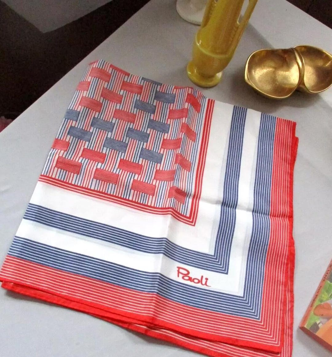 Vintage Italian Designer Gino Paoli 70's Scarf Geometric Abstract ...