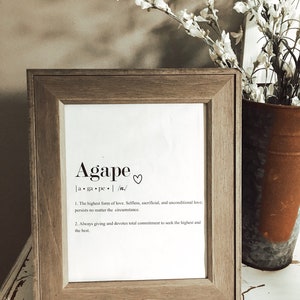Agape Love Definition Print| Love Definition Print| INSTANT Digital ...